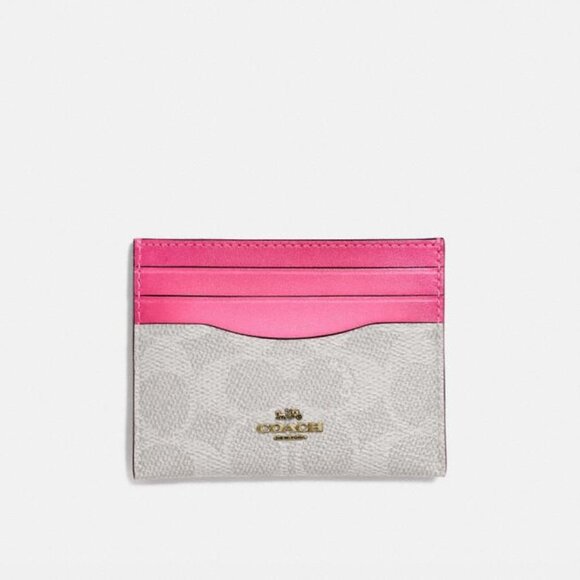 Coach | Accessories | Coach 3541 Signature Card Case Chalkconfetti Pink ...